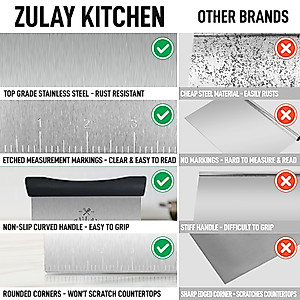 Premium Multi-purpose Stainless Steel Bench Scraper & Chopper, Easy to Read Etched Markings for Perfect Cuts, Quick & Easy Multi-use Dough Scraper, Dough Cutter & Pastry Scraper - by Zulay Kitchen