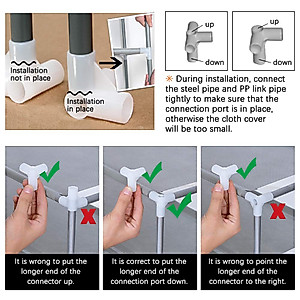 ZZBIQS Extra Large Clothes Wardrobe Storage Closet, Portable Garment Organizer Shelves Rack, Flannel Fabric Cover Standing Closet with Hang Rod and 2 Side Pockets(Blue)