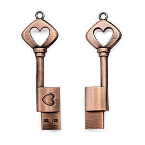 Usbkingdom 32GB USB 2.0 Flash Drive Metal Heart Key Ring Shape Waterproof Key Chain USB Pen Drive Memory Stick Pendrive Thumb Drive