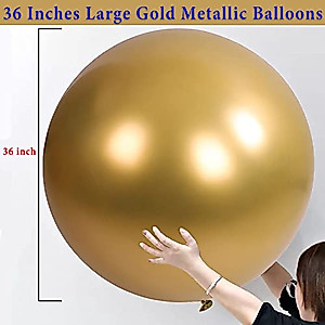 36 inch Gold Metallic Balloons Jumbo Chrome Gold Latex Balloons for Birthday Wedding Party Baby Shower Decoration, 4pcs