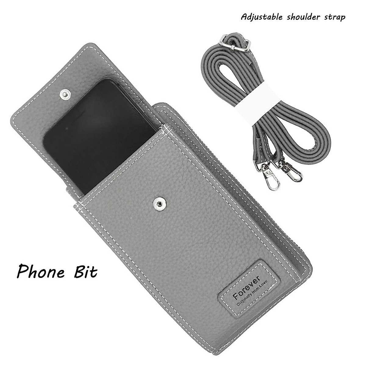 FFpaw Small Cellphone Shoulder Bag Lightweight Leather Crossbody Phone Purse RFID Blocking Card Holder Wallet Handbag for Women(Gray)