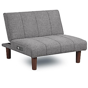 JUBILOOM Mini Sofa Couch, Recliner Small Futon (USB Port), Armless Comfy Living Room Futon Couch with Adjustable Backrest for Living Room, Small Space, Office, Reception, Dark Grey,305DR1USB