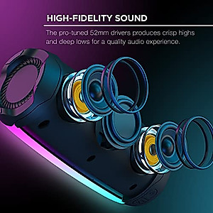 Merkury Innovations Thrill Bluetooth Speakers with Color Changing Lights, Battery Powered, Weatherproof, Play FM Radio or Bluetooth Music, Loud Sound & Enhanced Rich Bass