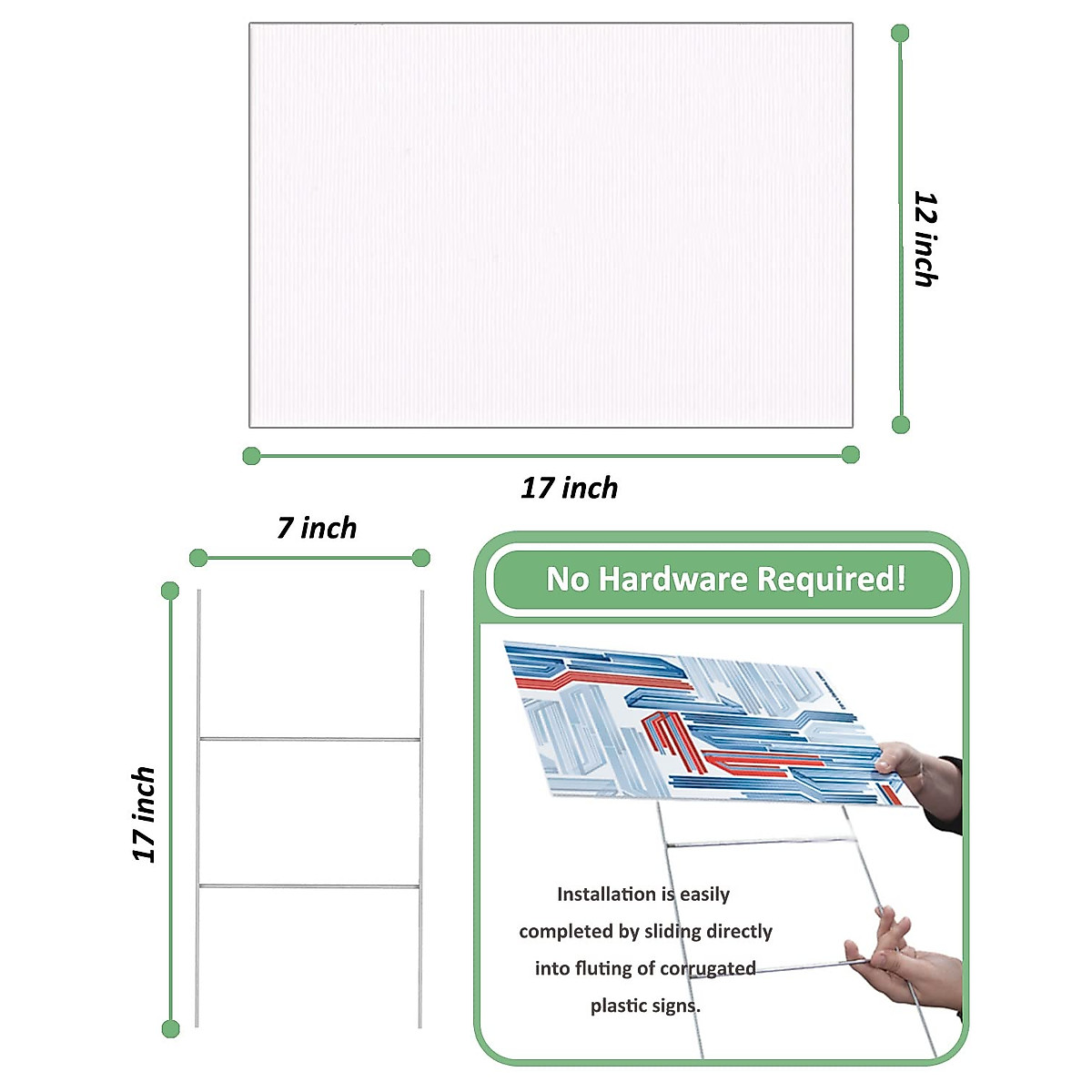 4 Pack Blank Yard Signs with Metal Stakes,17x12 Inches Corrugated Plastic lawn Yard Signs for Garage,Yard Sale,Outdoor