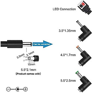IBERLS 12V 3A Power Supply, Mighty Charger Adapter, 2.1mmX5.5mm 2A 2.5A DC Cord for LED Light CCTV Camera ect, Household Electronics Wall Chargers (4 Connector)