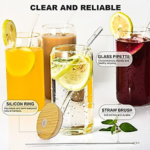 Beer Can Glass,6pack Drinking Cups With Straws and Lids, Can Shaped Glass Cups 16 oz, Cute Iced Coffee Cup Tumblers, Cold Drink Glassware, Unique Water, Tea, Cocktail Glass Set, Great Gift