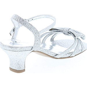 Soda Girly-2 Children's Girl's Open Toe Slingback Block High Heel Sandals (Silver Glt, 2)