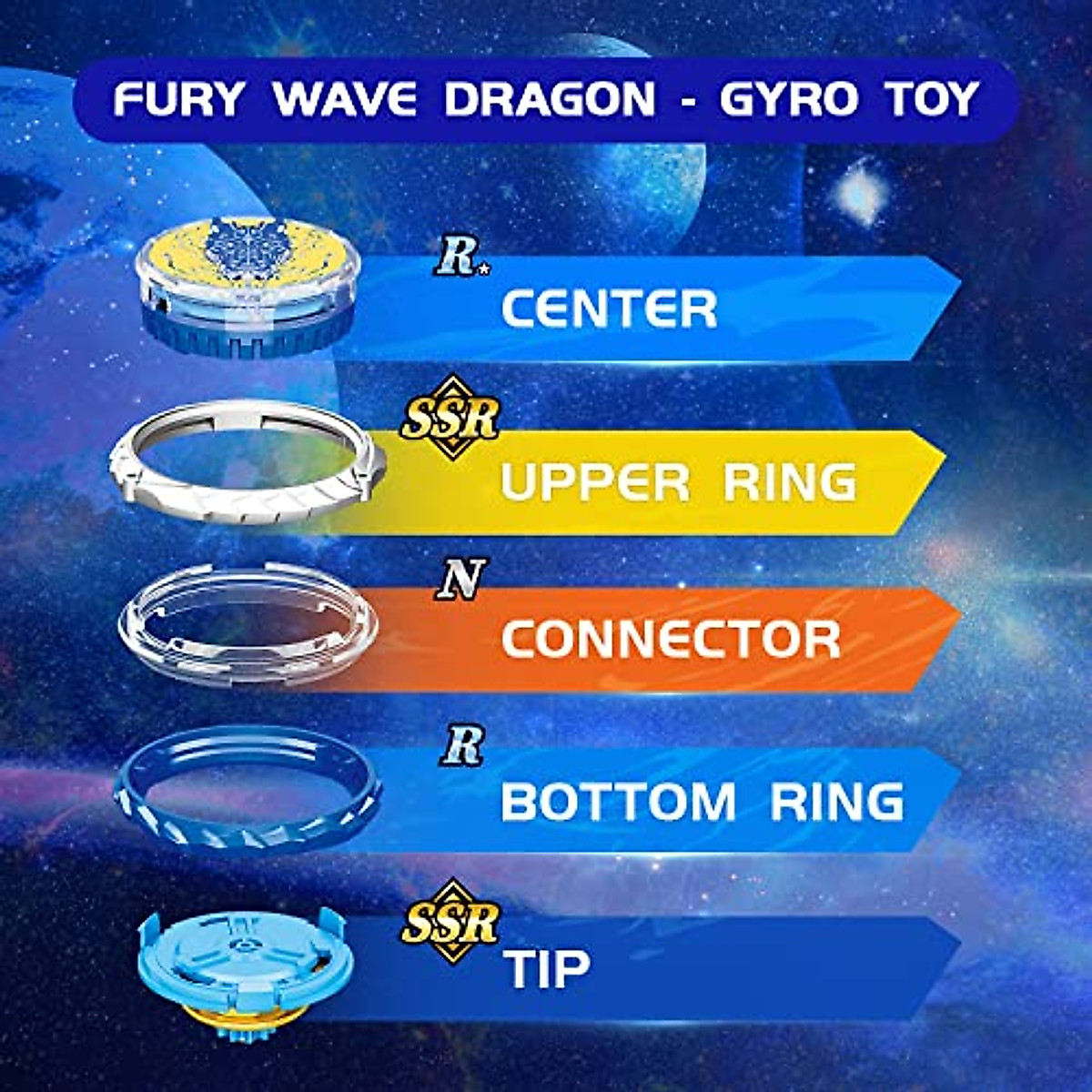 Infinity Nado Battling Top Burst Gyro Toy, Spinning Top w/Sword Launcher, Battle Game Set Toys for 5 6 7 8 9 10 Years Old Boys Girls, Gifts for Boys Girls Kids - Fury Wave Dragon