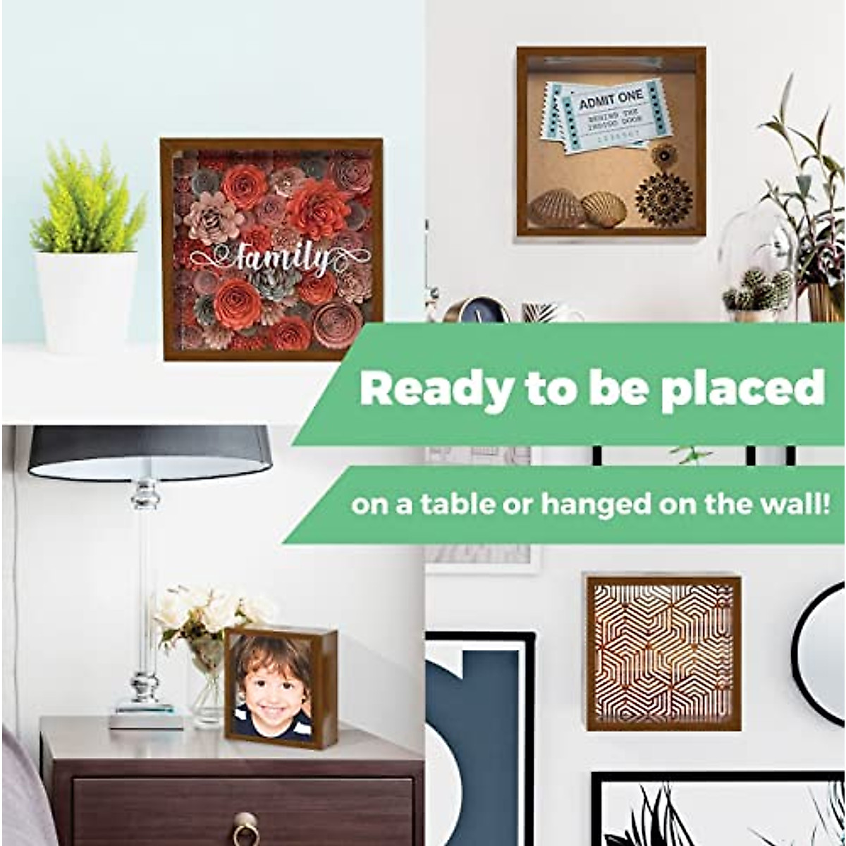 Piggy Banks for Adults, Brown Money Box for Cash Saving, Honeymoon, College, Wedding, Date Night, Vacation Fund Box, Home Decor Memory Shadow Box, 6x6x2 Inches