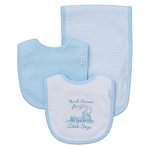 Little Me Baby Boy Newborn Bib and Burp set, Blue/Multi, One Size