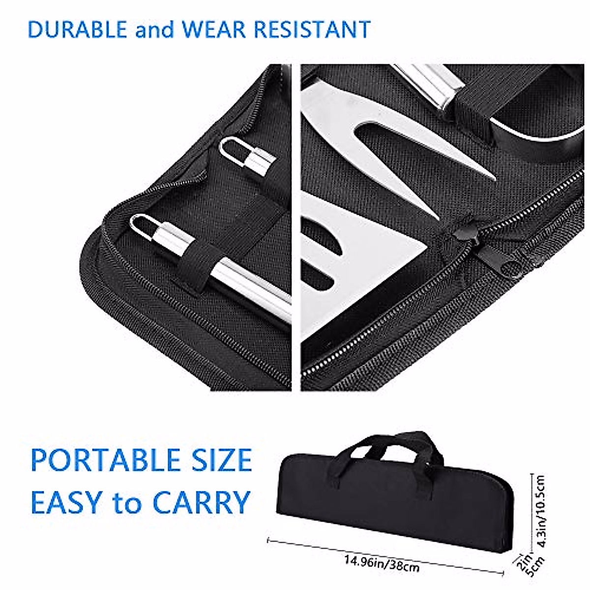 Piduules 3Pcs Basic BBQ Grill Accessories Set, Multifunctional Stainless Steel Barbecue Tools Set in Case for Outdoor Picnic, Camping, Smoking, Grilling