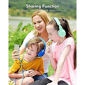 KLYLOP Kids Headphones with Microphone, Wired Headphone Over-Ear for Kids for School, 85/94dB Volume Limiter, Headphones for Kid with Share Function, Foldable Headset for iPad Kindle Fire