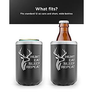 SoHo Can Cooler Gift for Men Hunting Lovers, Insulated for 12oz Standard Beer or Soda Can, Tumbler for Christmas 2022 / Birthday Gifts " Hunt Eat Sleep Repeat" (Gift Boxed)