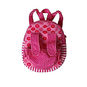Baby Whitney Pink Daisy Patchwork Plush Velour Doll Carrier Toy Backpack (Small - Recommended up to 13" Doll)