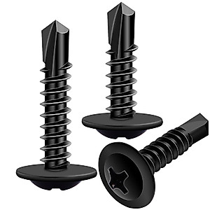 weideer 100pcs #8 Self Tapping Screws for matal Sheet Metal Screws 410 Stainless Steel Assortment Kit Black Oxide Truss Head Screws (1/2" 50pcs+3/4" 50pcs)