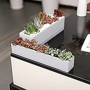 Ten-stone 14.5-Inch Grey Rectangle Concrete Succulent Planter Windowsill Boxes