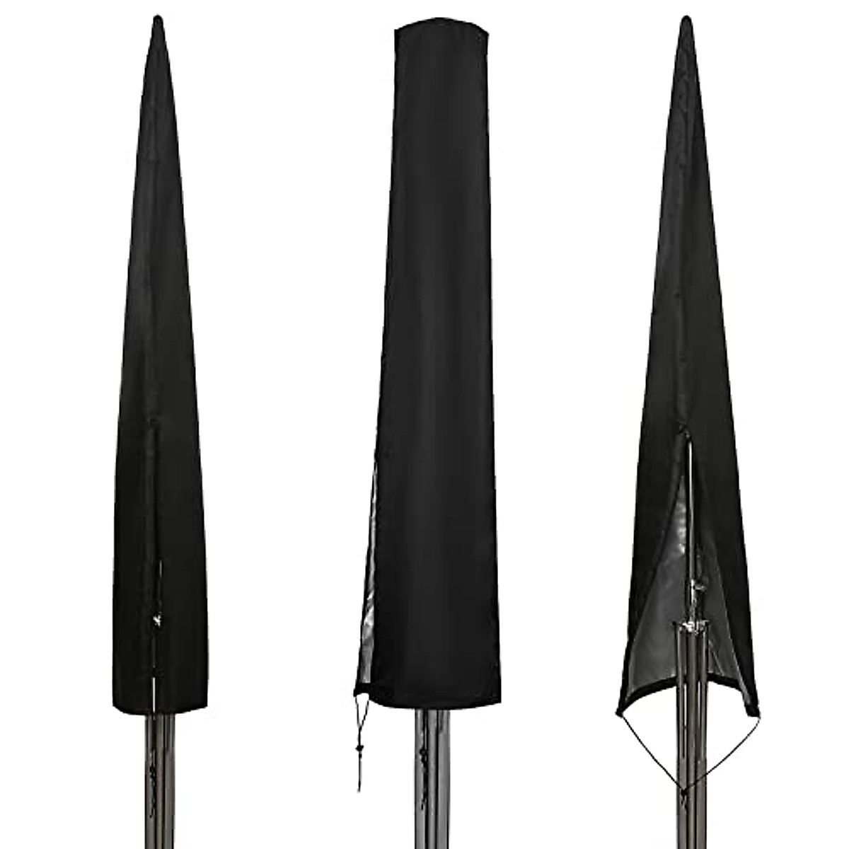 Patio Umbrella Cover, Aucovely Waterproof Market Parasol Covers with Zipper for 7ft to 11ft Outdoor Umbrellas Large, Black 210D