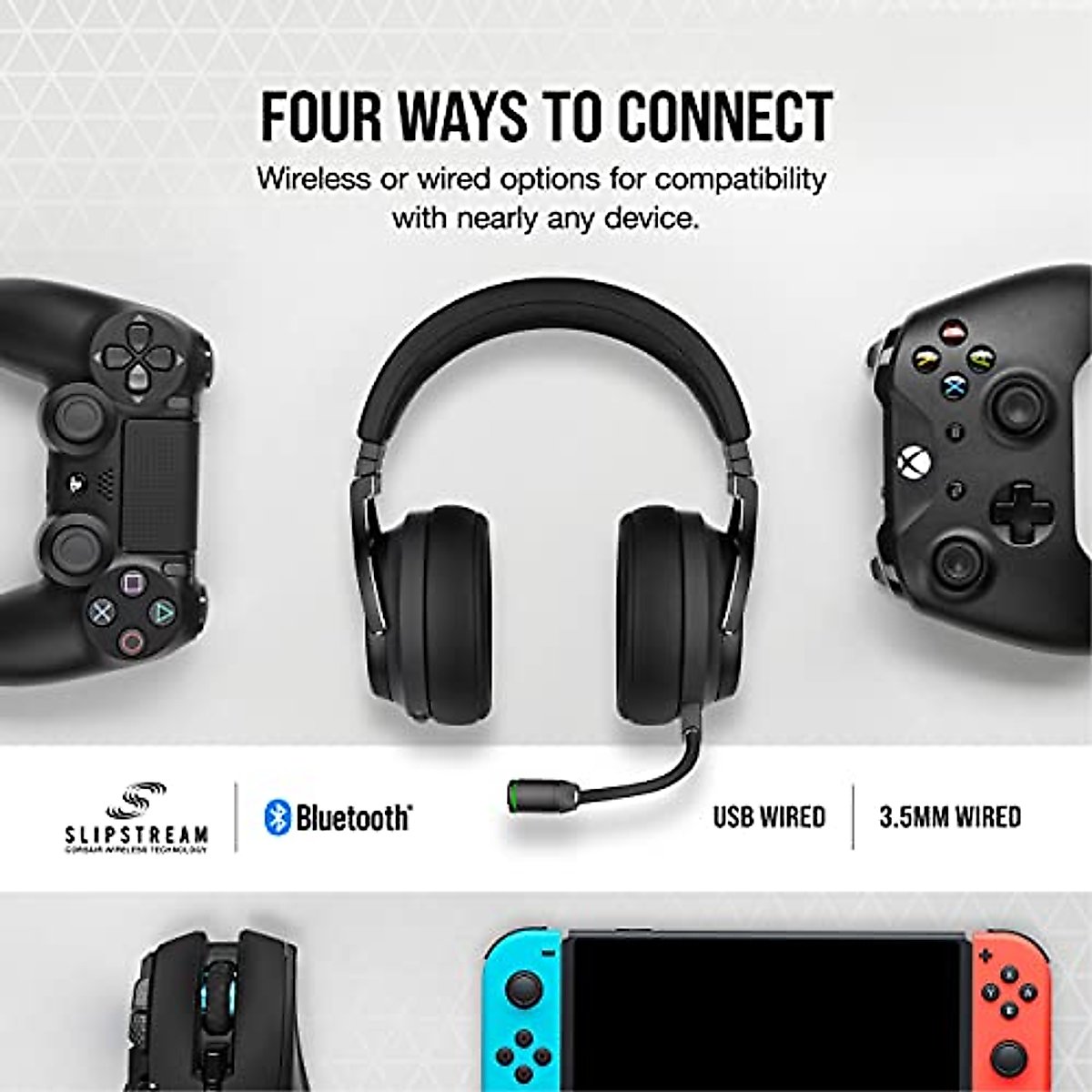 CORSAIR VIRTUOSO RGB WIRELESS XT High-Fidelity Gaming Headset with Bluetooth and Spatial Audio - Works with Mac, PC, PS5, PS4, Xbox series X/S - Slate