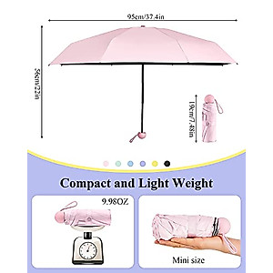 Fabbay 6 Pcs Mini Travel Umbrella for Purse Compact 8 Ribs Lightweight Tiny Folding Portable Umbrella Windproof Parasol with UV Protection Pocket Umbrella for Sun and Rain Protection Girls Women