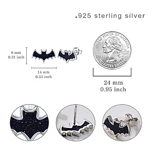 Black Bat Earrings 925 Sterling Silver Halloween Bat Stud Earrings Gothic Earrings Halloween Party Jewelry Gifts for Women