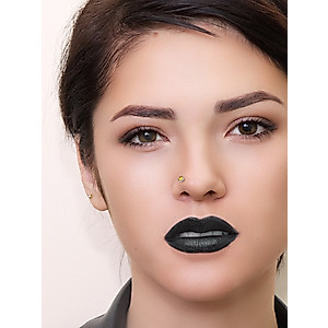 Mudder 20 Pcs Curved Nose Studs Stainless Steel Nose Ring Colorful L Shaped Crystals l Bend Nose Screw Piercing Jewelry,20 Gauge