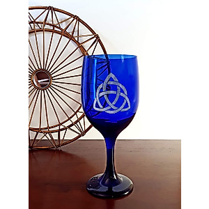 Trinity Celtic Knot Cobalt Blue 11.5 oz Wine Glass Set of Two