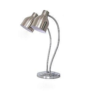ZXT Food Warming lamp Single/Double Bulbs Buffet Display Heating Preservation Light,Commercial Portable W250 Heat Lamp (Color : Silver, Size : Double Head)