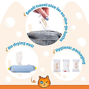 Mr. Tom's Magic Towel - Pet Wipes for Cats - Rinse-Free Compressed Shampoo Towel for Cats and Dogs - Non-Toxic, Re-usable, pH-Balanced, Omega 3 Fish Oil Cat Shampoo - 10 Towel Pieces
