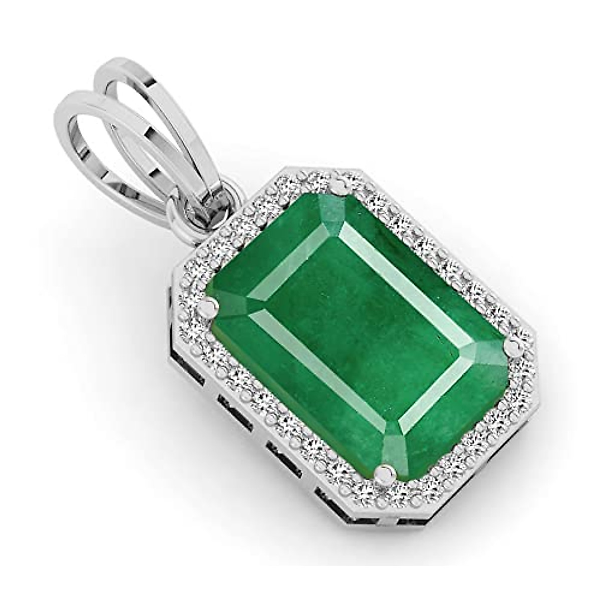 LMDPRAJAPATIS Natural Lab Certified original 7.50 Carat Colombian Emerald Panna Jwelery beautiful Pendant for 925 Sterling Silver Gift Her Everywear pendant