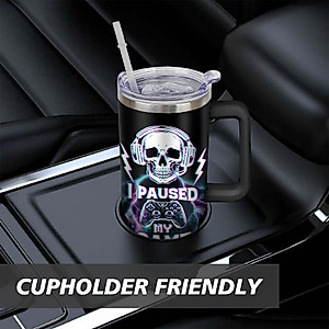 thmasamwr Game Tumbler with Lid and Straw, 40oz Gamer Water Bottle Cup with Handle, Gaming Travel Coffee Mugs, Birthday Gifts for Gamer Men Boys