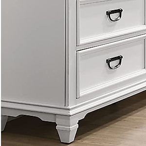 Roundhill Furniture Clelane Wood 3-Drawer Nightstand, Weathered White and Gray