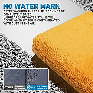 WEAWE Microfiber Towels for Cars - 6 Pack (23.6” x 15.7”),one Side Extended Pile Microfiber Cleaning Cloth for Car Washing Drying & Auto Detailing Strong Water Absorption Streak Free Non-Fading(Gold)