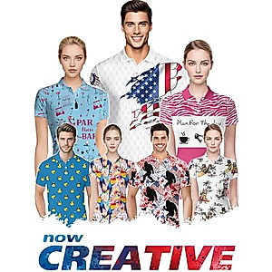 PAGYMO Golf Shirts for Men Hawaiian Funny Crazy Print Mens Polo Shirt Eagle Flag Shirt, X-Large, Aop-polo-69379
