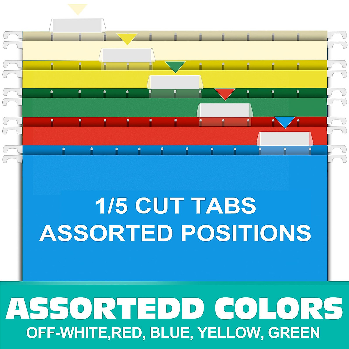 HERKKA Extra Capacity Legal Size Hanging File Folders, 30 Reinforced Hang Folders, Heavy Duty 1 Inch Expansion, Designed for Bulky Files, Medical Charts, Assorted Colors, 30 Pack