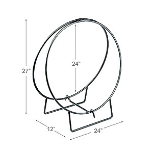 UniFlame Firewood Log Hoop Rack with 1/2" Solid Stock, Black
