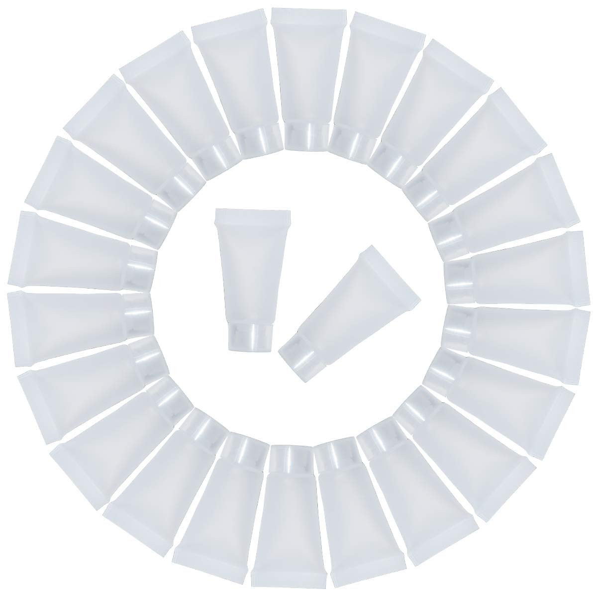 AUEAR, 24 Pack 5ml Empty Refillable Plastic Soft Tubes Squeeze Cosmetic Bottles Packing Sample Mini Containers for Body Lotion Shower Gel Shampoo Cleanser