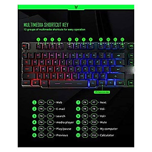 Gaming Keyboard and Mouse Combo Mechanical Feeling Rainbow LED Backlight Adjustable USB Mice