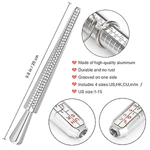 Accmor Ring Sizer Tool Including Ring Mandrel & Ring Sizer Guage, 4 Sizes Ring Measurement Stick Metal Mandrel & Finger Sizing Measuring Tool Set for Jewelry Making Measuring
