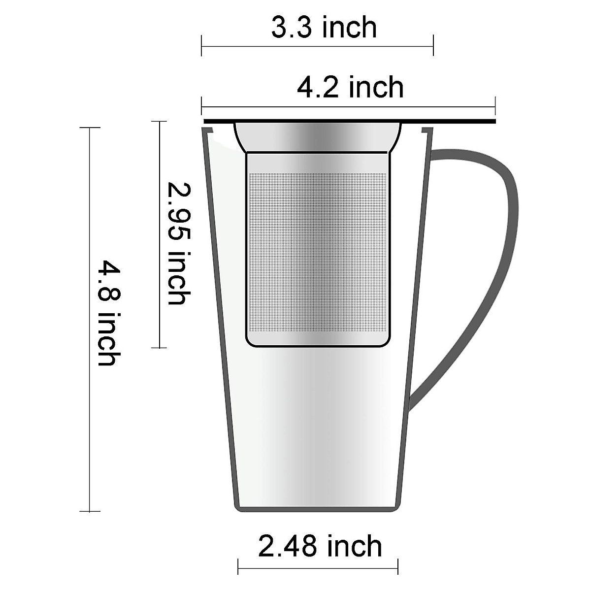 TOSSOW Ceramic Tea mug with Infuser and Lid 14oz Steeping Tea Cups Single Cup Loose Tea Brewing System Teaware with Filter（Turquoise）