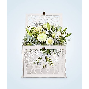 BestYiJo Wedding Card Box With Locks, Large Vintage Diy Gift Box For Wedding Reception Anniversary Baby Gift, Money Box, 11.8 X 9.5 X 8.9 (White)