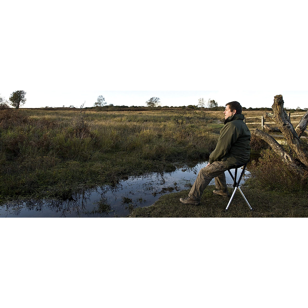 Walkstool - Basic Model - Black Color - 3 Legged Folding Stool in Aluminium - Height 20" to 24" - Maximum Load 330 to 385 lbs - Made in Sweden