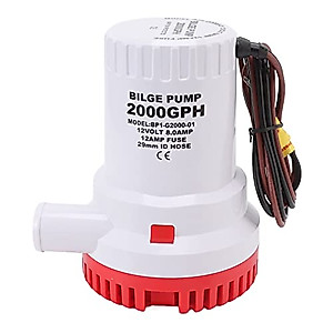 GLOGLOW Bilge Pump, Bilge Pump 2000 GPH Silent Non Burnout Free Operation Easy to Remove for Marine Sewage (12V)