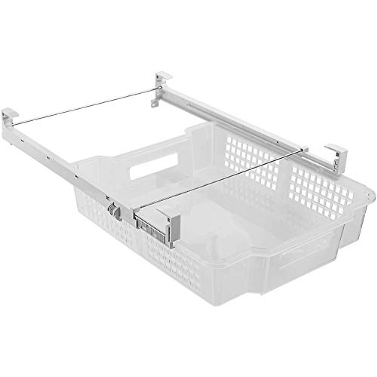 Smart Design Storage Pull Out Bin - Extra Large - Extendable Rails and Handle - Closet, Shelves, Garage, Pantry - BPA Free - Holds 20 lbs - Home Organization - Clear