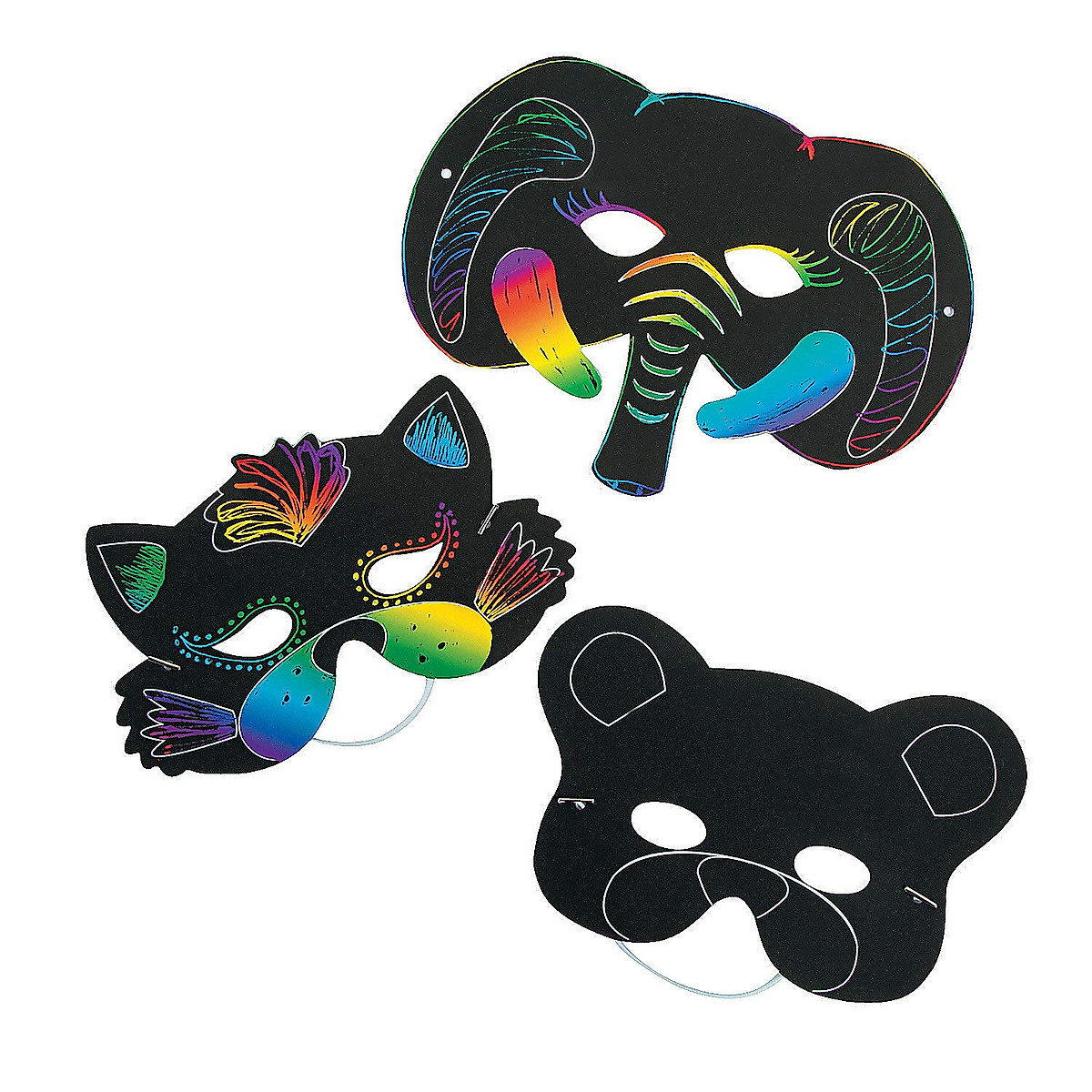 Fun Express Magic Scratch Paper Animal Masks - Scratch Art - Crafts for Kids and Fun Home Activities - VBS Vacation Bible School Supplies/Decor