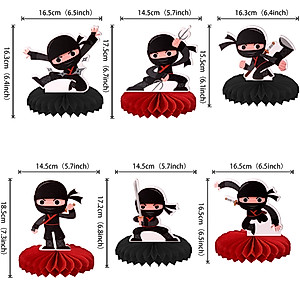 6 PCS Ninja Party Honeycomb Table Centerpiece Double Sided Martial Arts Karate Kung Fu Warriors Table Toppers Centerpieces for Ninja Theme Baby Shower Birthday Party Table Decorations Supplies