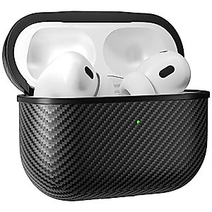 memumi Aramid Fiber Case for Airpods Pro 2 2022, Sturdy Durable Aramid with Hybrid TPU Soft Material Shockproof Protective Cover for Airpods Pro 2nd Generation Carbon Fiber Case 600D Black