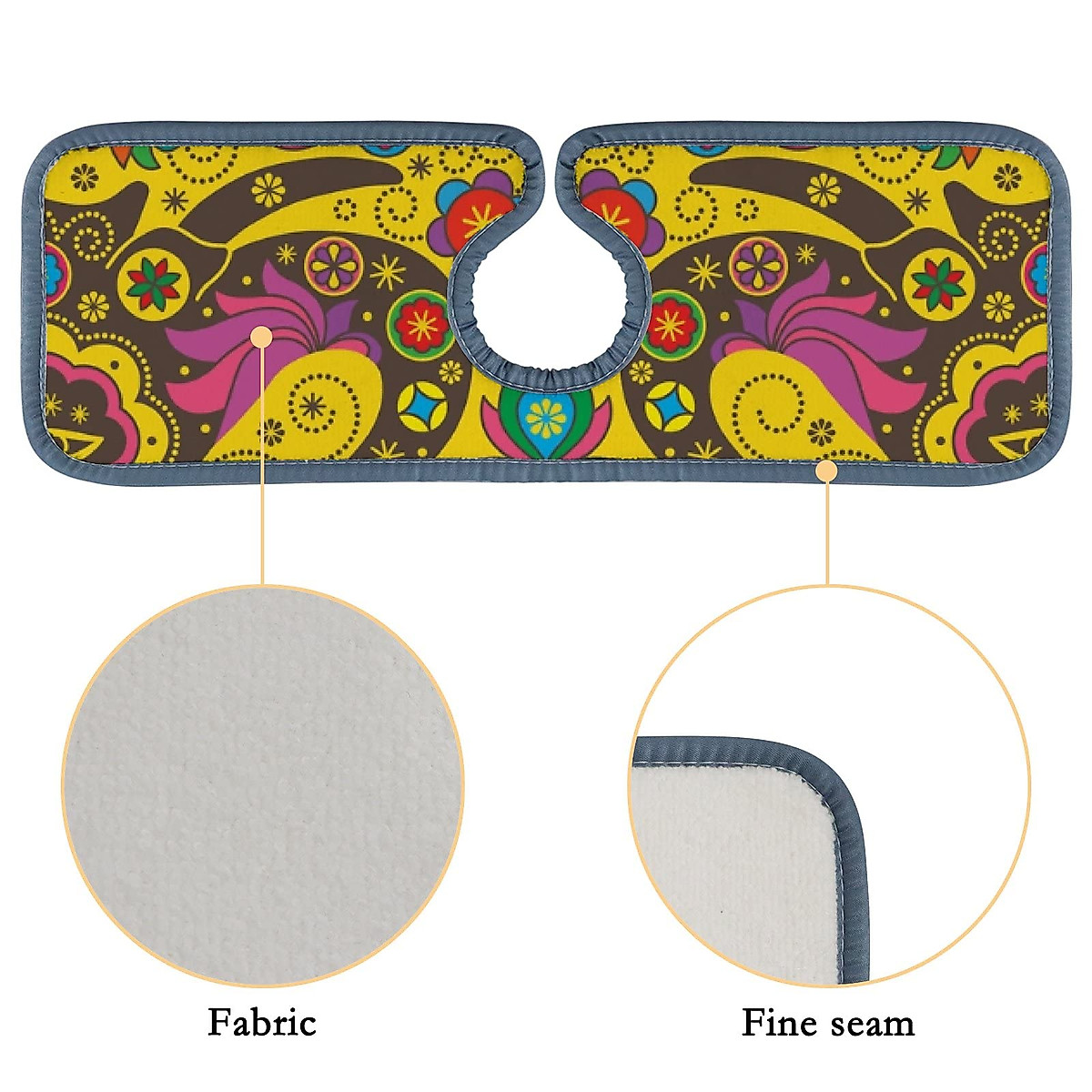 Kitchen Faucet Mats 4 Pieces Colorful Yellow Elephants Absorbent Faucet Sink Splash Guard Bathroom Counter and RV,Faucet Counter Sink Water Stains Preventer