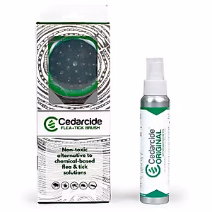 Cedarcide Flea + Tick Pet Brush (4 oz Pack) | Durable Grooming Brush Effectively Applies Cedarcide Original Biting Insect Spray to Kill + Repel Fleas Ticks & Mosquitoes |for Cats and Dogs