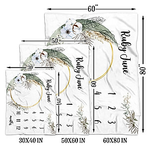 Personalized Boho Floral Monthly Blanket - Custom Boho Baby Blanket Nursery Decor - New Baby Boho Monthly Blanket - Super Soft Plush Fleece Blanket Scozys