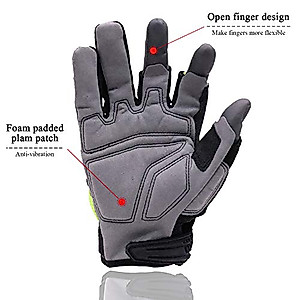 HANDLANDY Framer Work Gloves Open-Finger Carpenters Gloves, Fingerless Gaming Gloves for Tactical Shooting, Airsoft, Hunting, Police Work and Hiking L